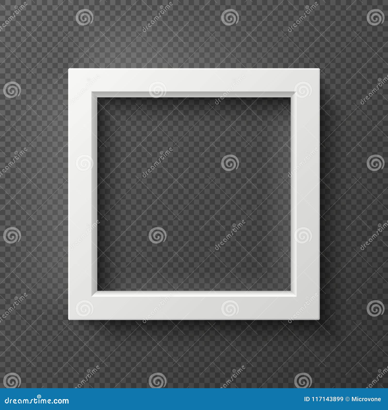 Empty Square White 3d Wall Frame for Creative Picture Vector Mockup ...