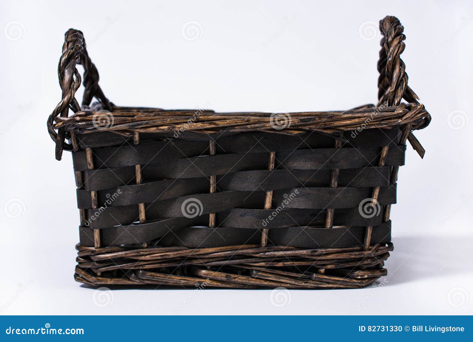 Empty Square Wicker Basket on White Front View Stock Photo - Image of ...