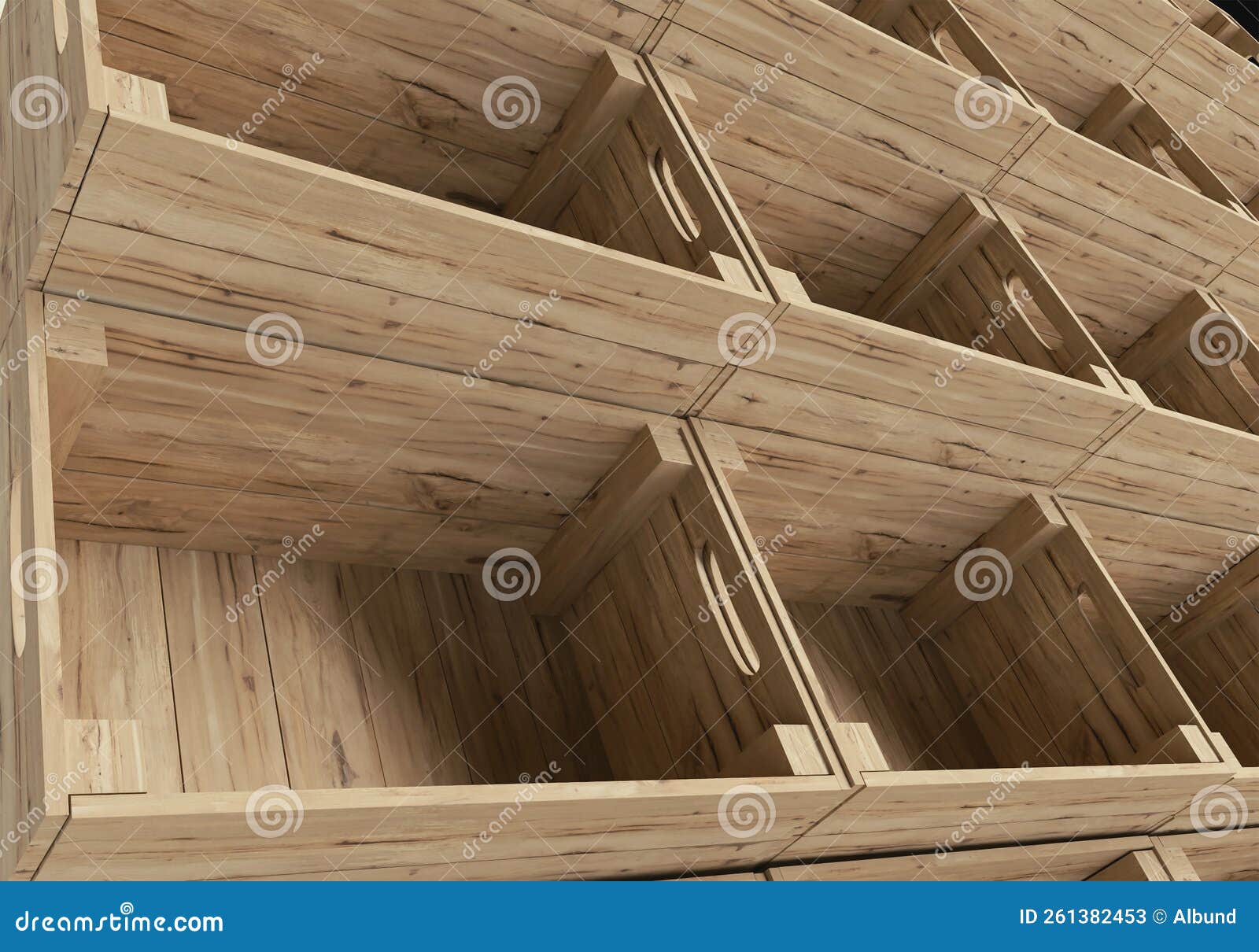 Empty Stacked Wooden Crates Stock Illustration - Illustration of ...