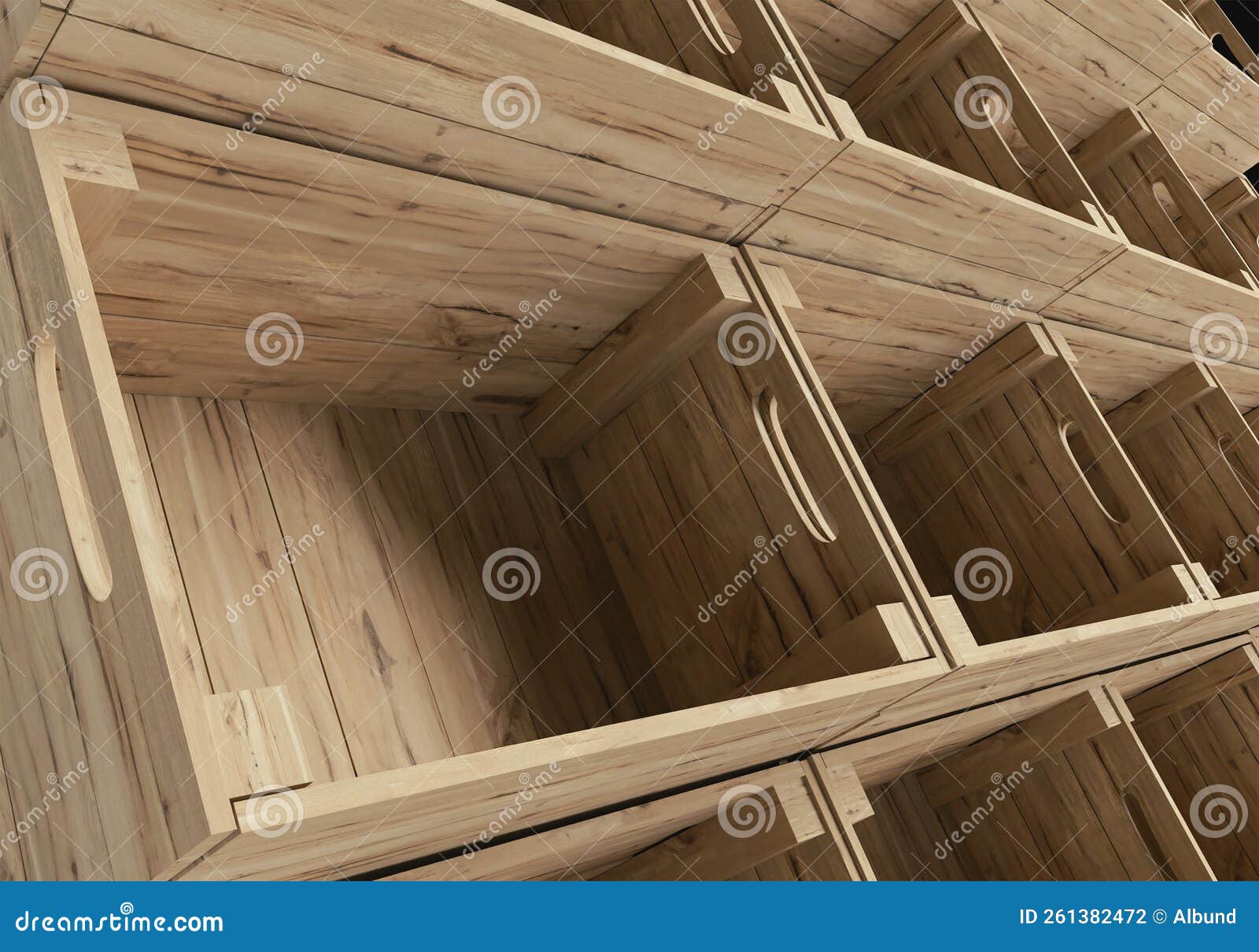 Empty Stacked Wooden Crates Stock Illustration - Illustration of ...