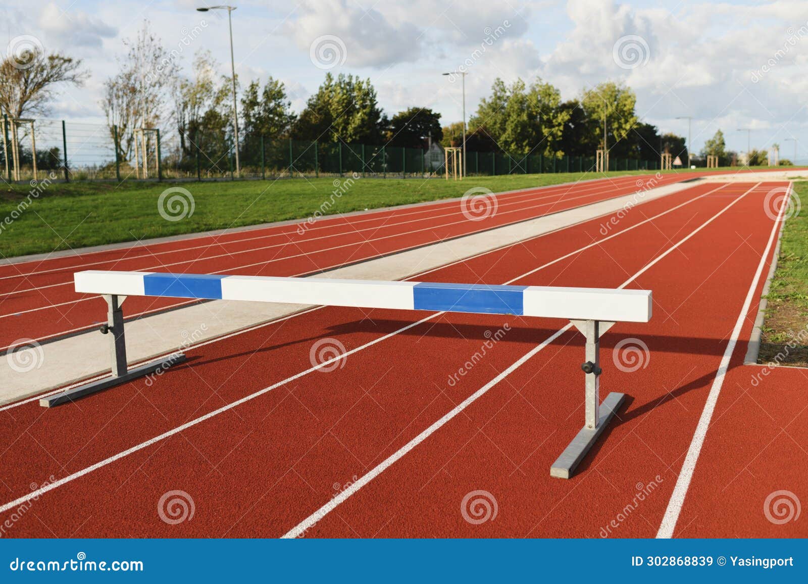 Empty Stadium with Barrier Obstacle Stock Image - Image of ...
