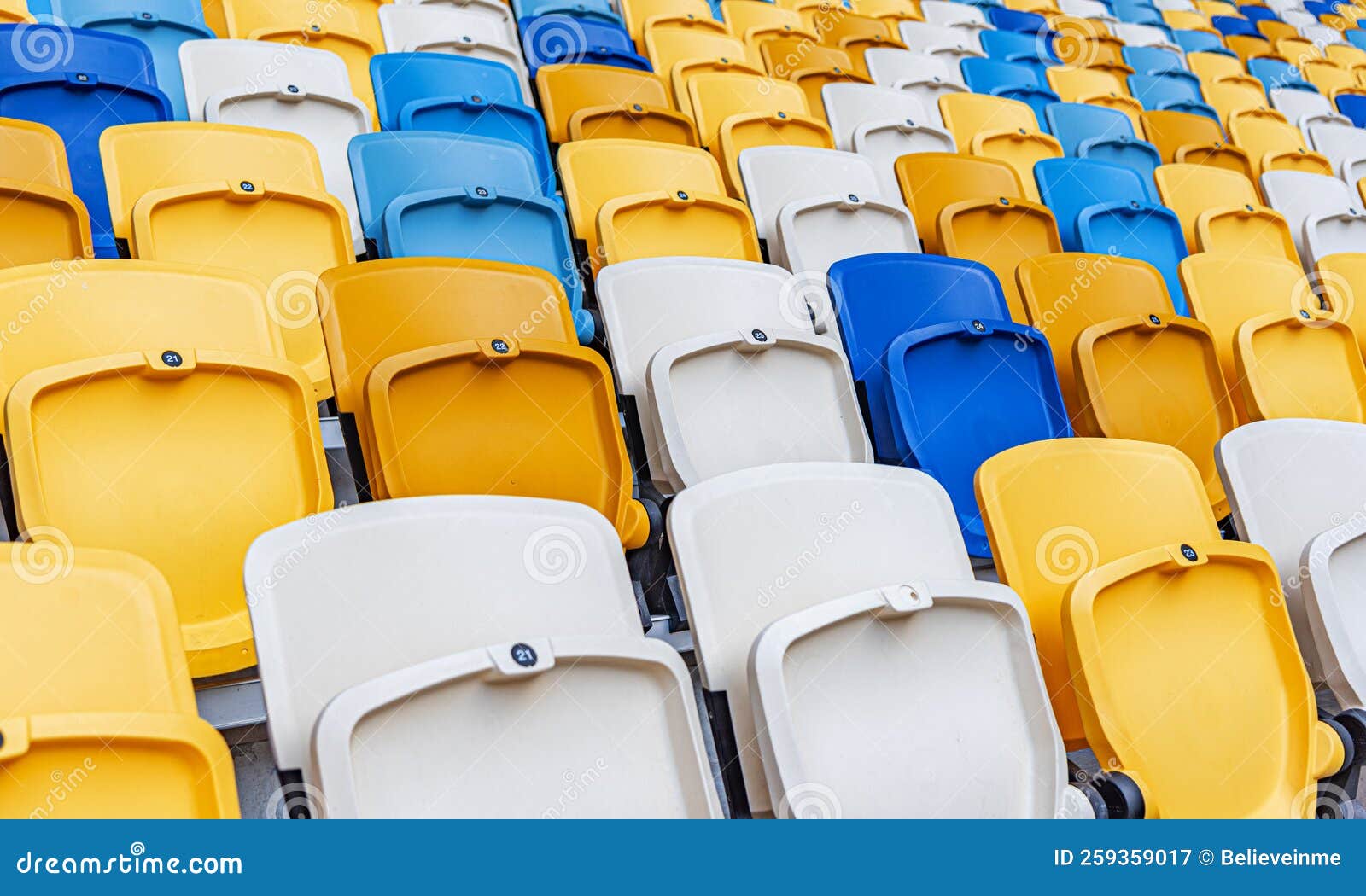 Empty stadium seats. stock image. Image of stand, reflection - 259359017