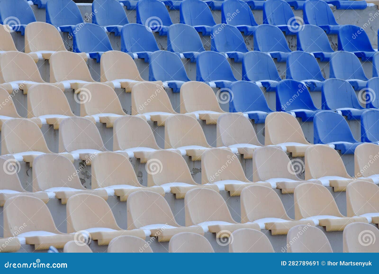 Empty Stadium Seats in Winter. Rows of Chairs for Seating in Arena ...