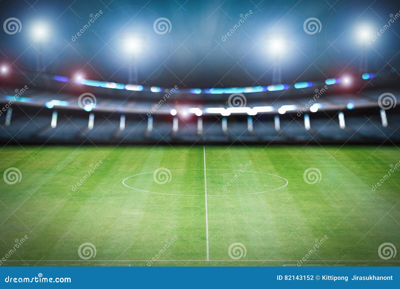 Empty Stadium with Soccer Field Stock Photo - Image of bokeh ...