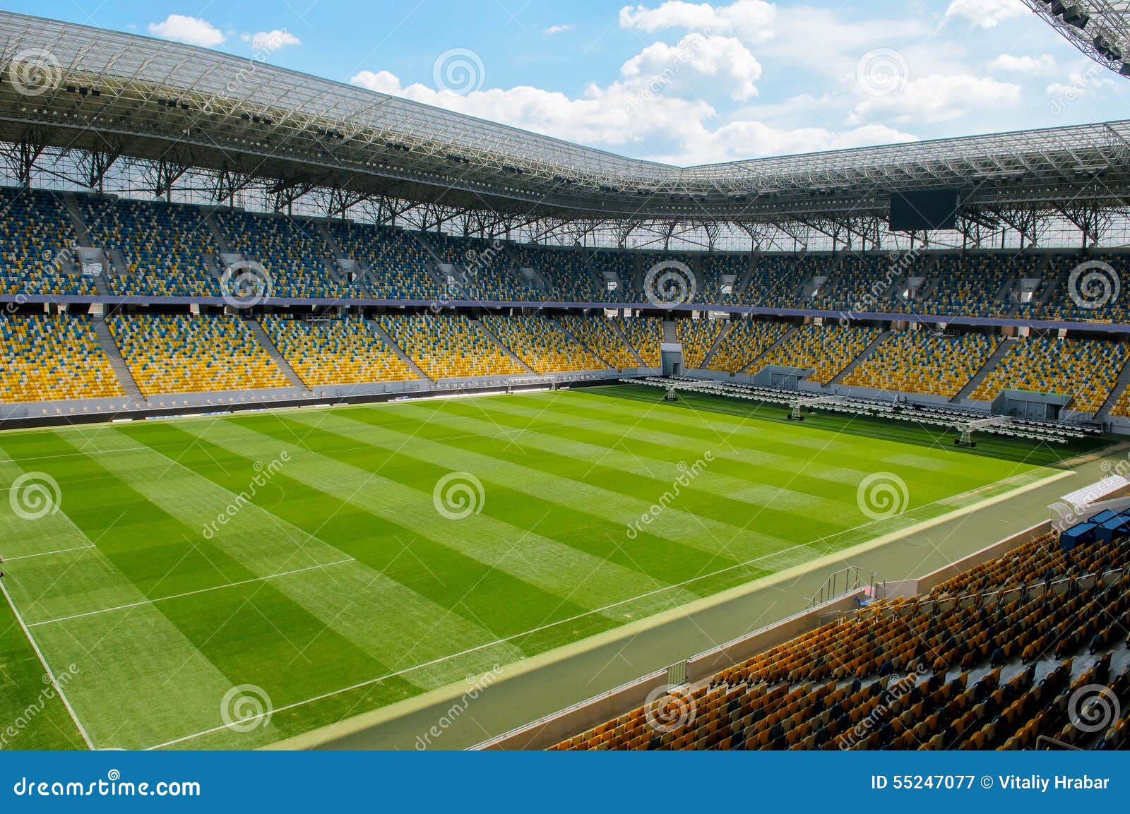 Empty stadium in sunlight stock image. Image of sport - 55247077