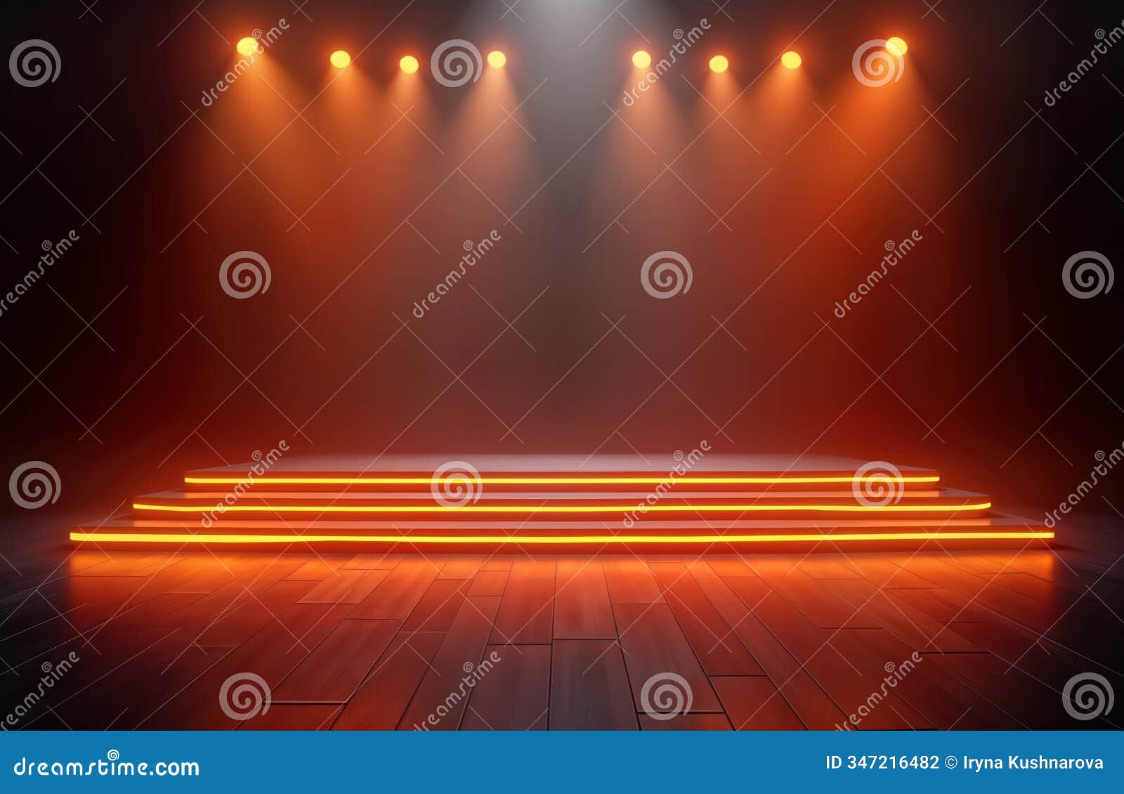 Empty Stage with Amber Stage Lighting Design. Modern Dance Production ...
