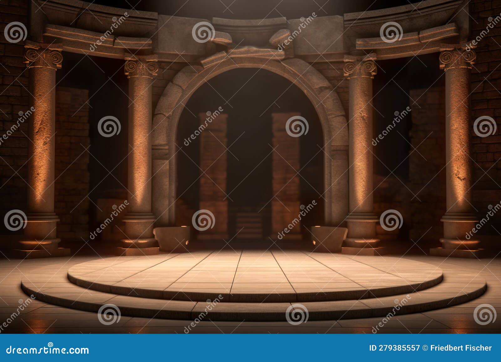 An Empty Stage with Ancient Columns and Lights. Generative AI Image ...
