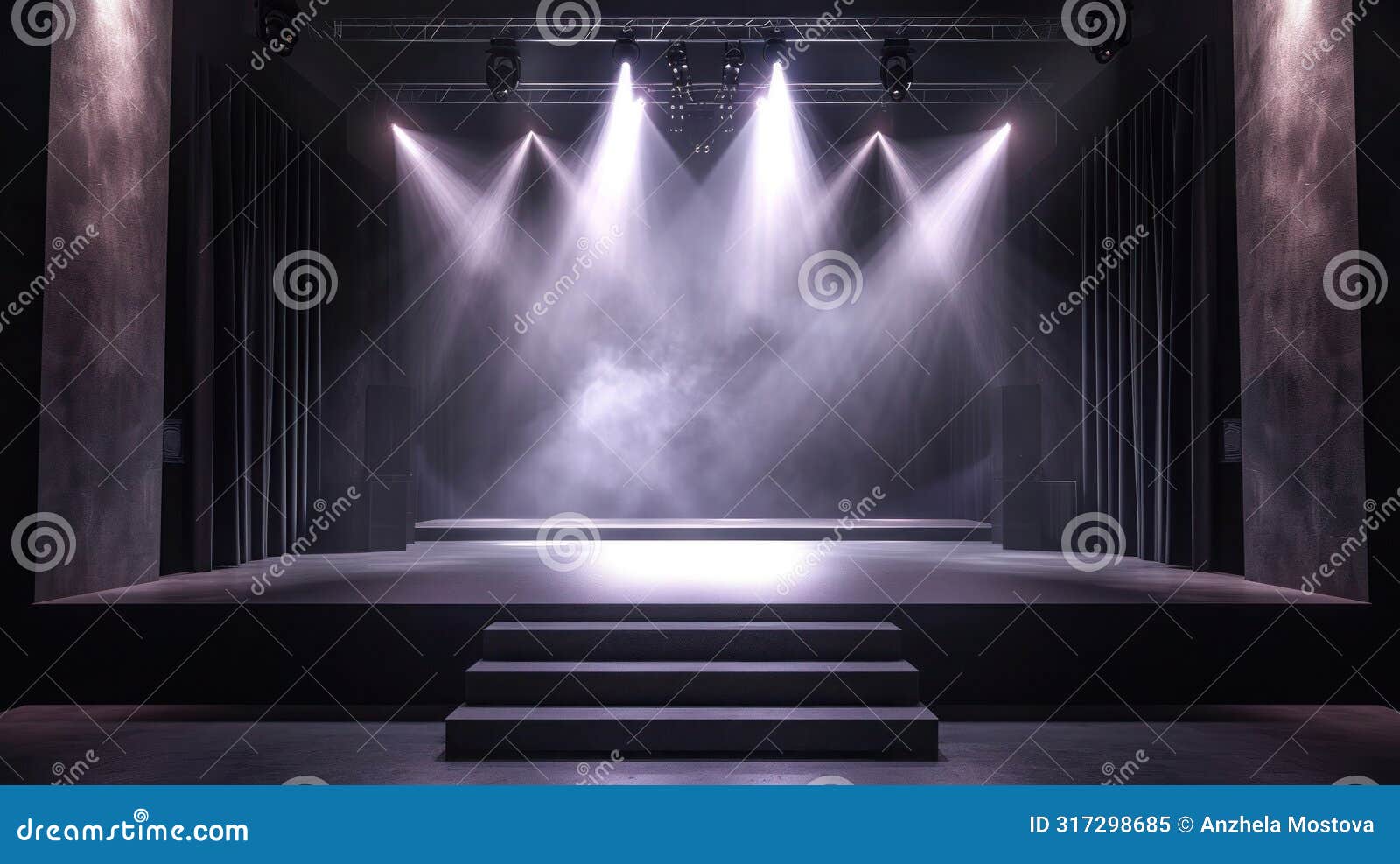 Empty Stage with Bright Background Decor. Theater Stage Light ...