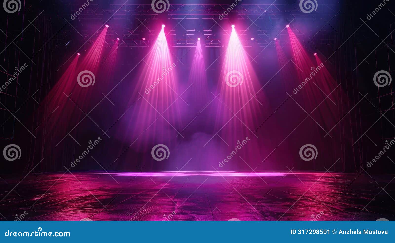 Empty Stage with Bright Background Lighting. Theater Stage Light ...
