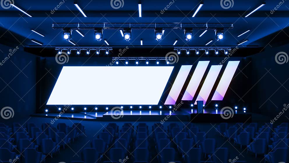 Empty Stage Design for Mockup, Stage Event with Led Screen Stock ...