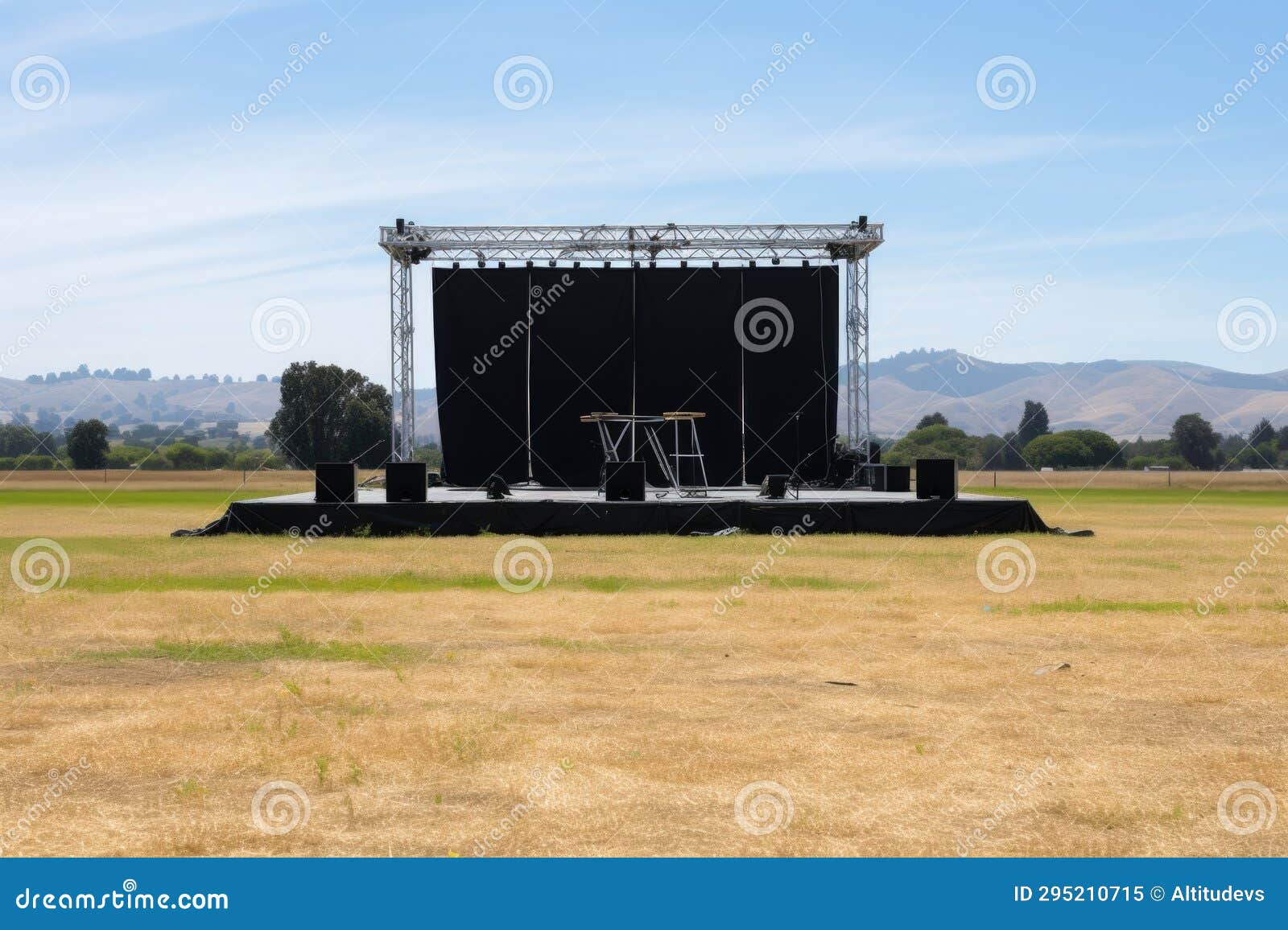An Empty Stage in a Field Indicating a Potential Protest Rally Stock ...