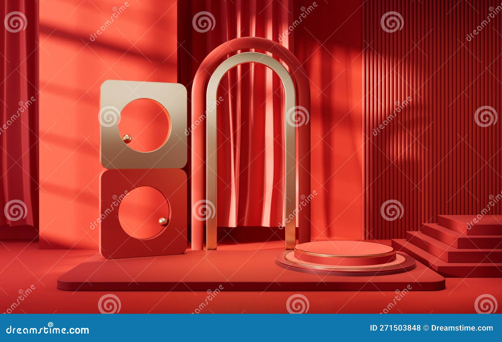 Empty Stage with Geometry Interior Background, 3d Rendering Stock Illustration - Illustration of ...