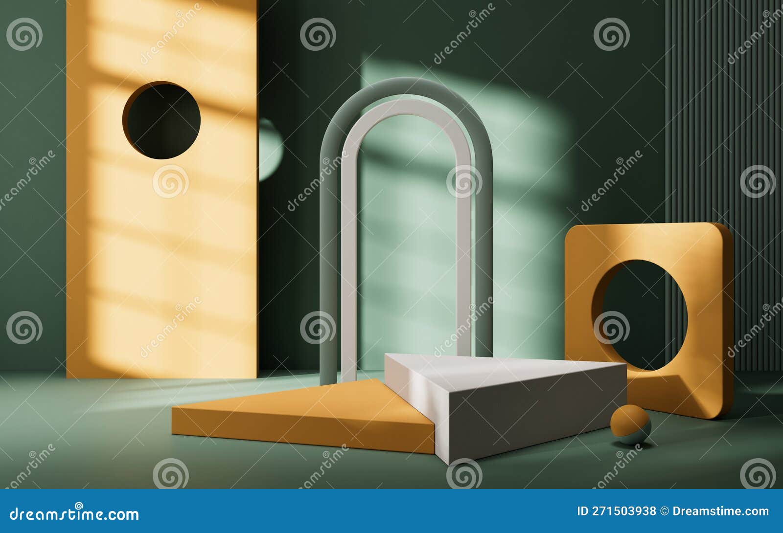 Empty Stage with Geometry Interior Background, 3d Rendering Stock ...