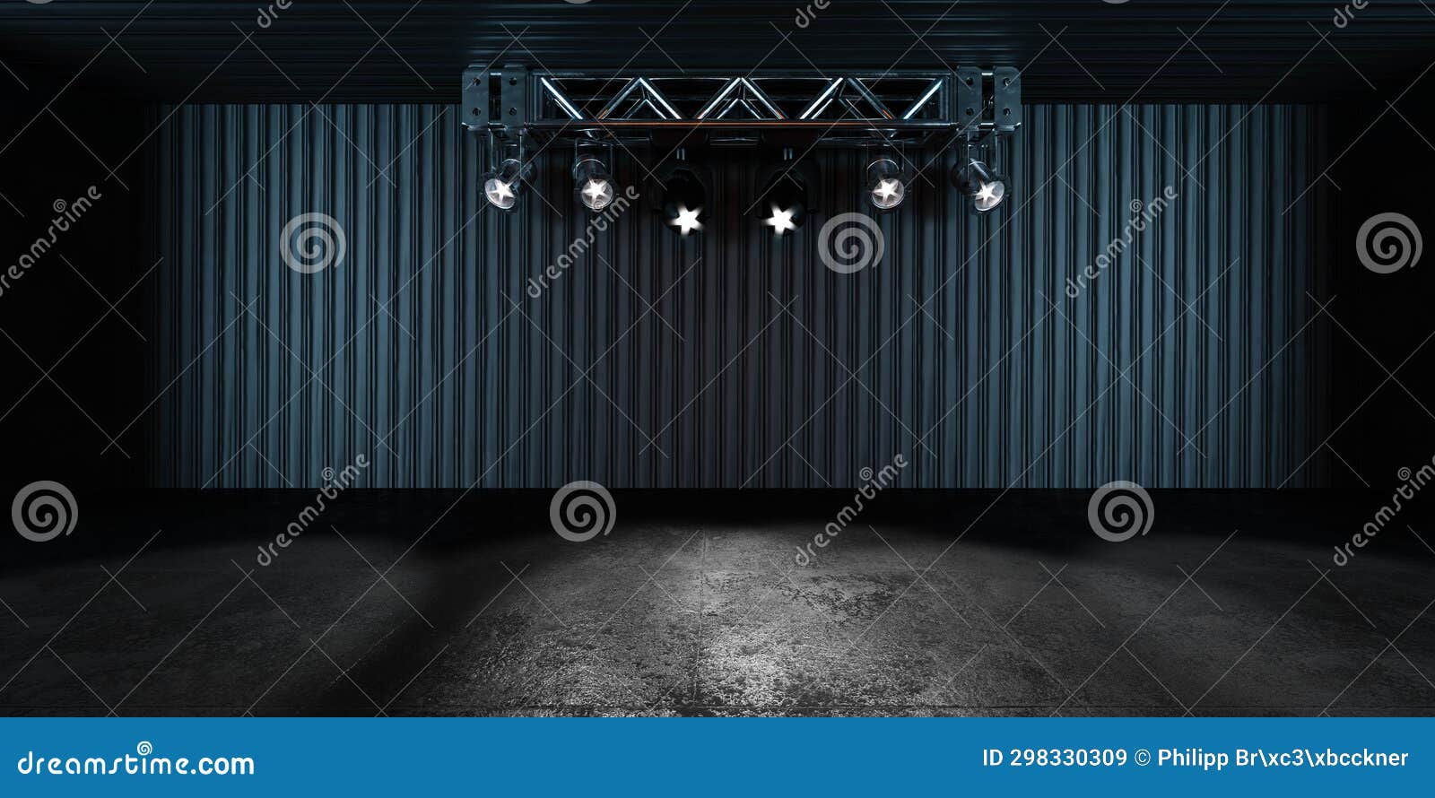 An Empty Stage Illuminated by Spotlights in a Mysterious and ...