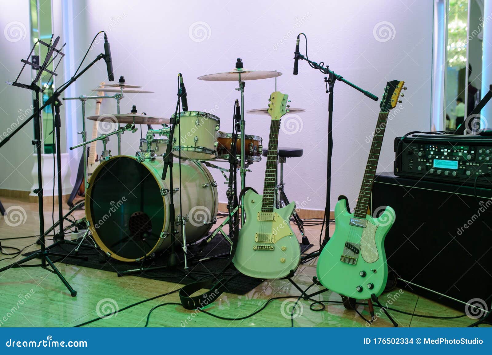 Empty Stage with Instruments Ready for Performance Stock Photo - Image ...