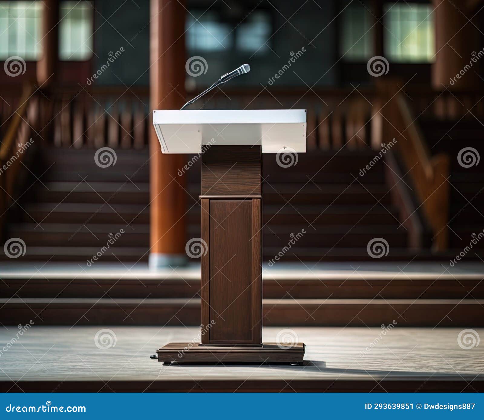 Empty stage with lectern. stock illustration. Illustration of speakers ...