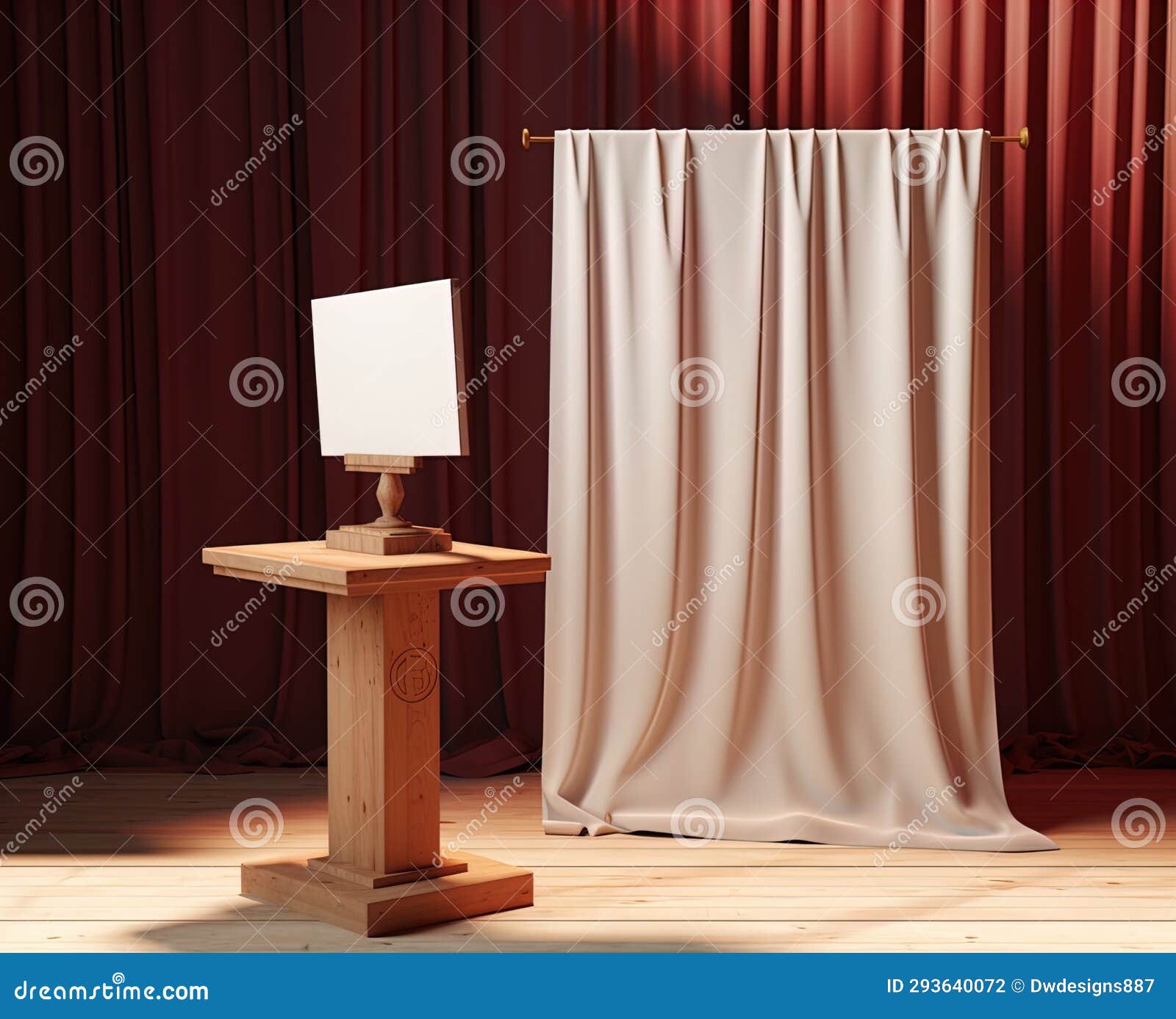 Empty stage with lectern. stock illustration. Illustration of room ...