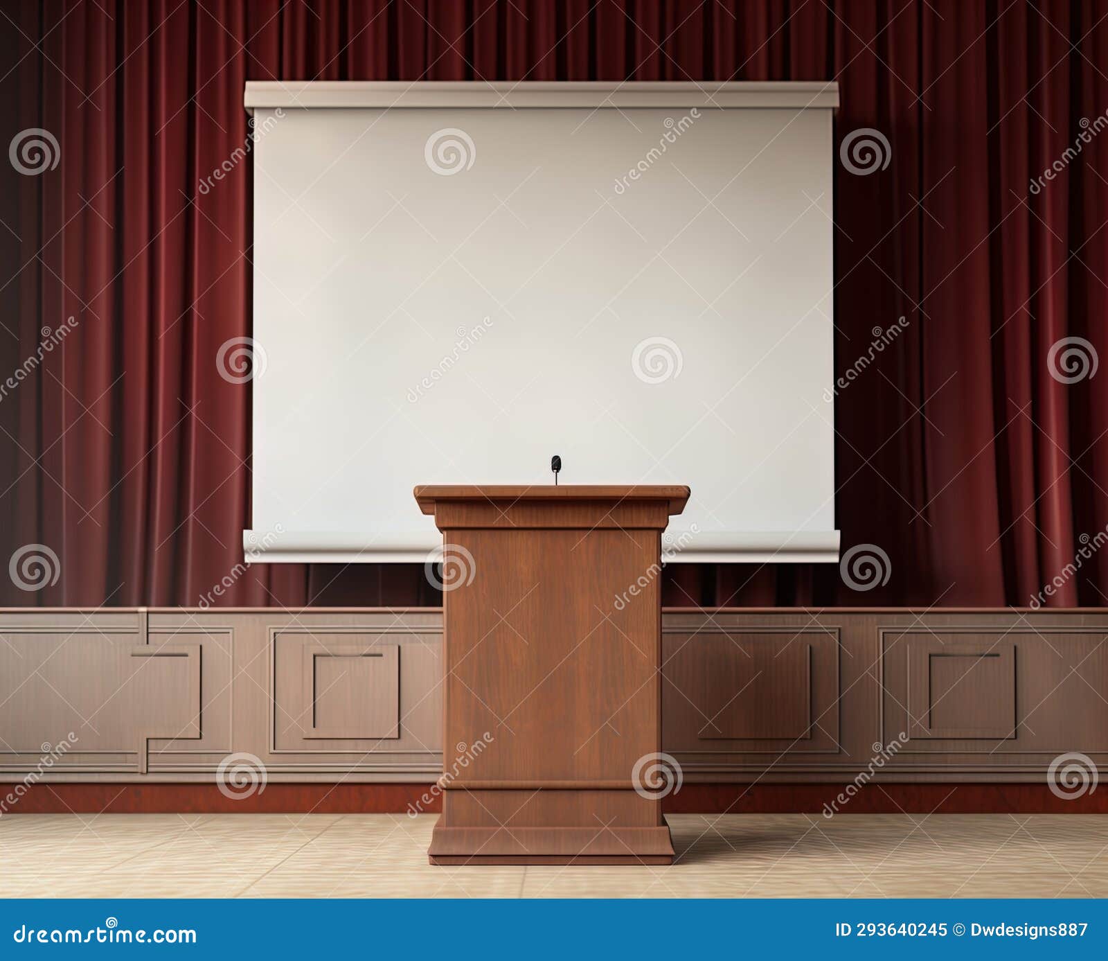 Empty stage with lectern. stock illustration. Illustration of designs ...