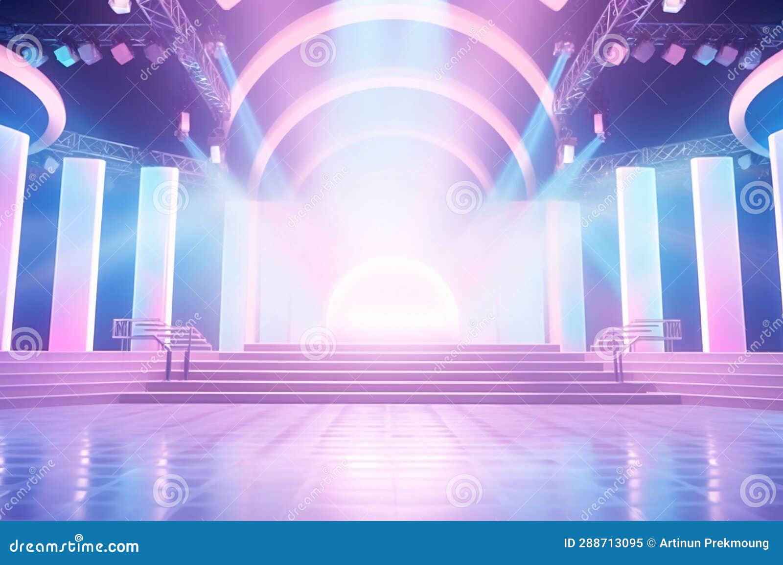 Empty Stage Light Background with Spotlight Illuminated Stage for ...