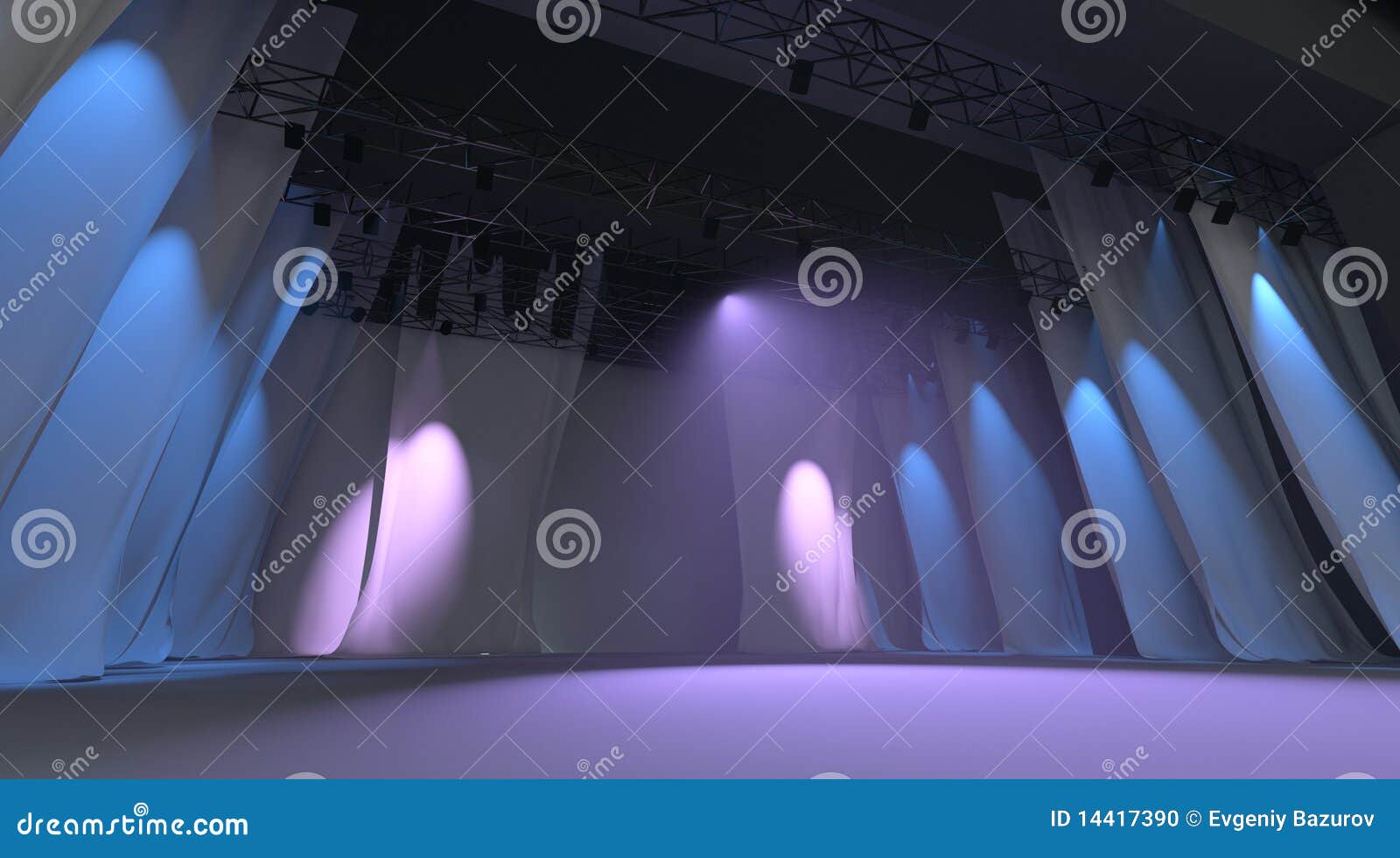 Empty stage with lights stock illustration. Illustration of event ...