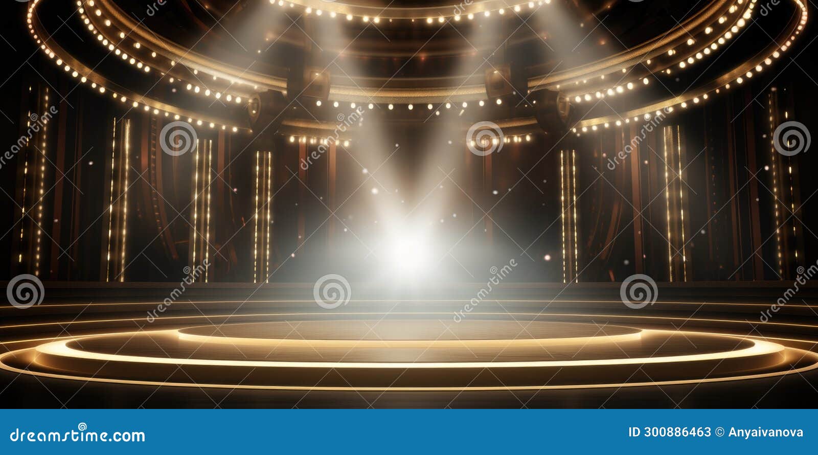 An Empty Stage with Lights and a Spotlight Stock Illustration - Illustration of performing ...