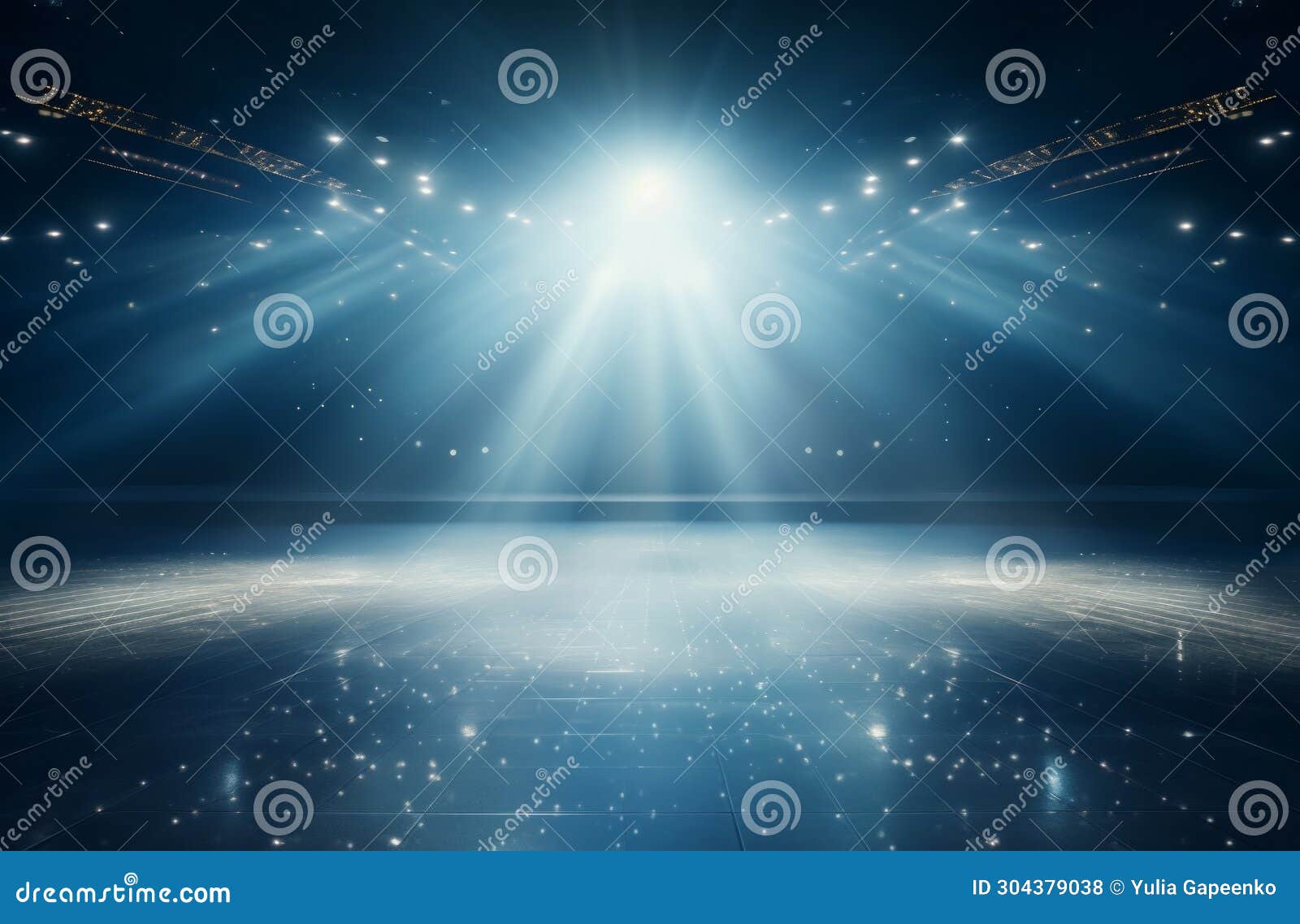 An Empty Stage with Lights and Spotlights on the Floor Stock Photo ...
