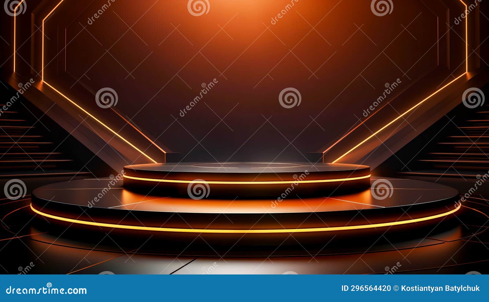 Empty Stage with Podium and Lights on the Sides of the Stage ...