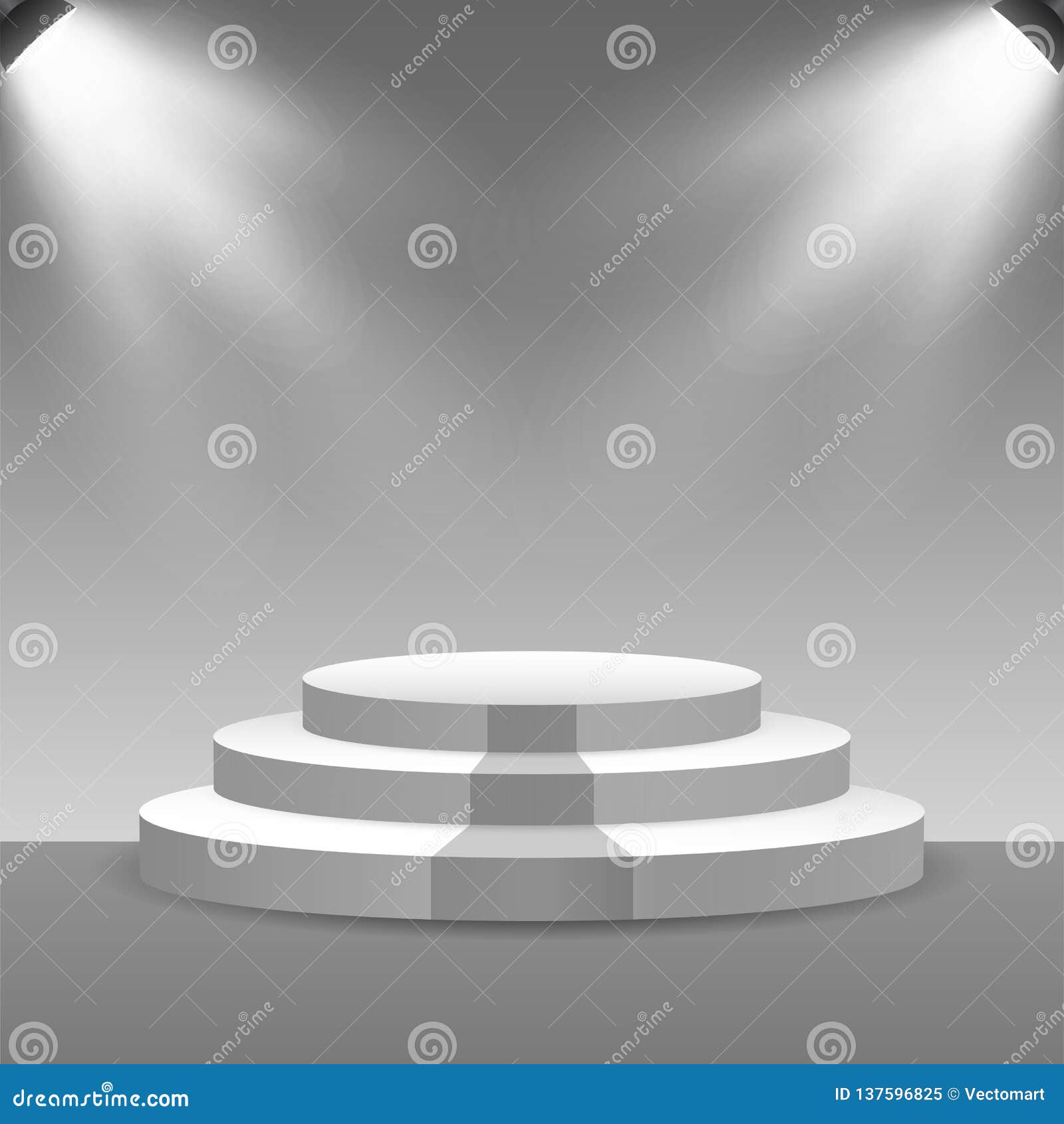 Empty Stage Podium with Spotlights in Blank Studio Room for ...