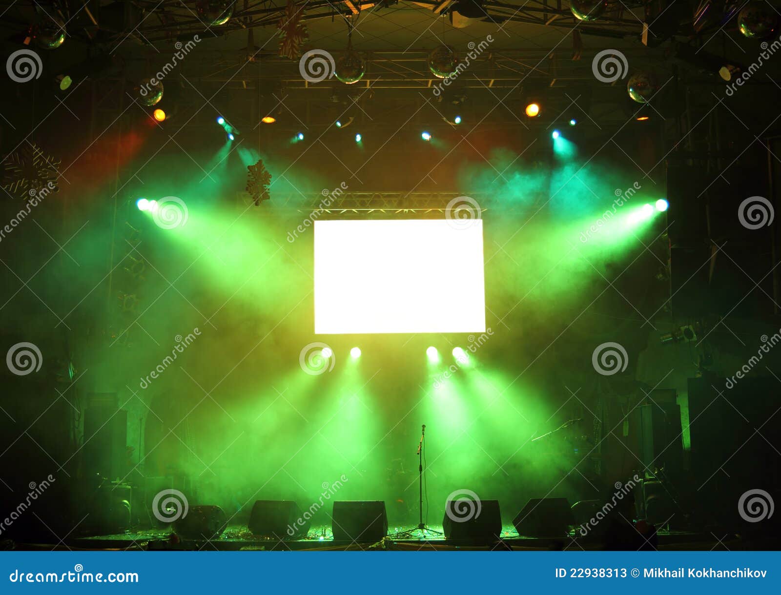 Empty Stage in the Rays of Light Stock Image - Image of black, event ...