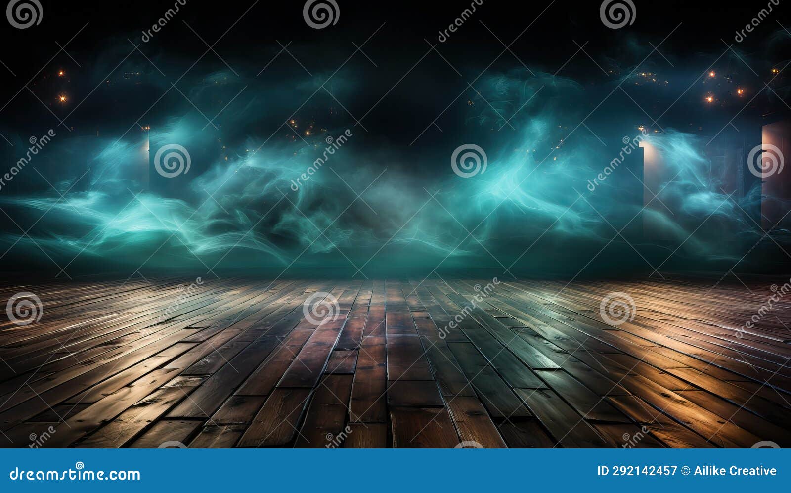 Empty Stage with Smoke, Fog and Spotlights Stock Illustration ...