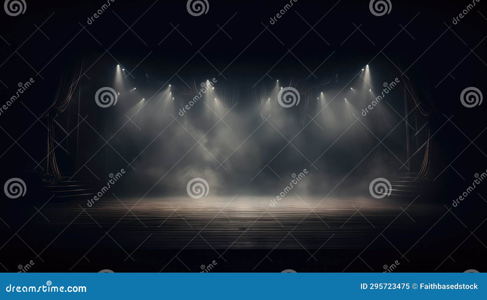 Empty Stage with Smoke and Spotlights. Stock Illustration ...