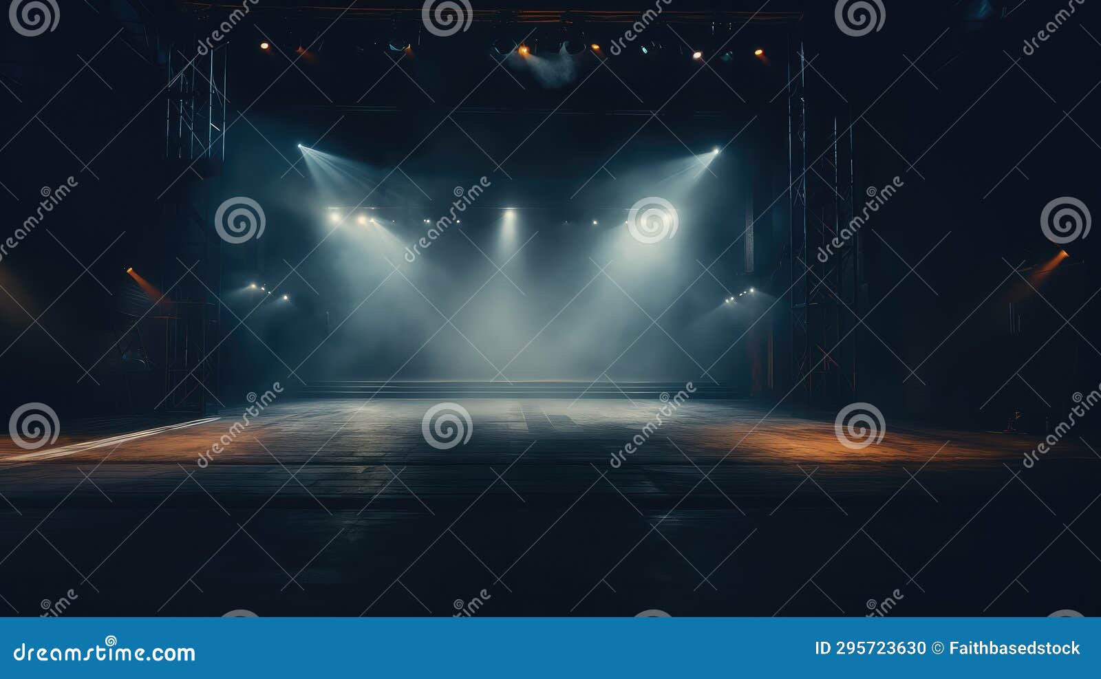 Empty Stage with Smoke and Spotlights. Stock Illustration ...