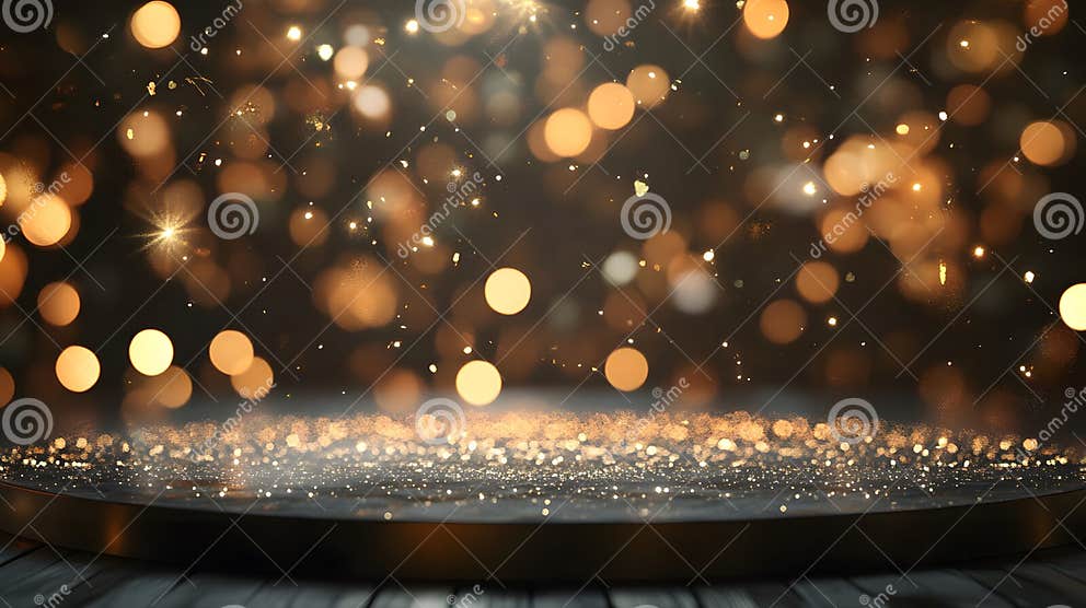 Empty Stage with Sparkly Bokeh Backdrop Ideal for Creating a Glamorous ...