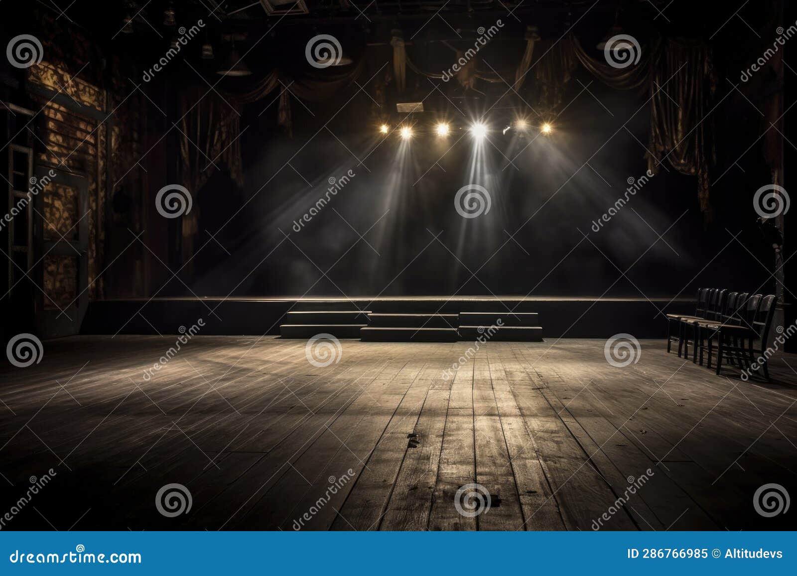 Empty Stage with Spotlight, Awaiting Performance Stock Image - Image of ...