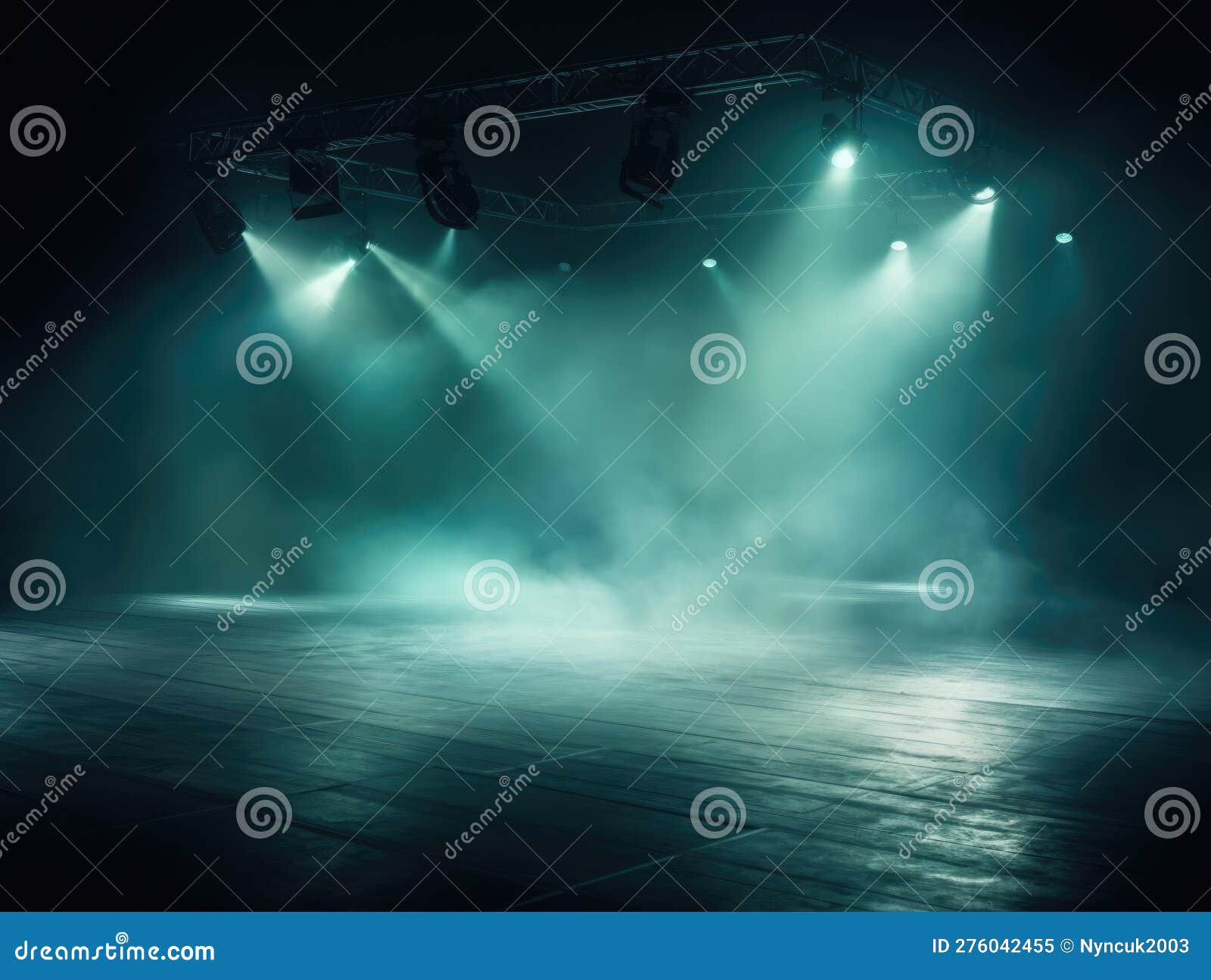 Empty Stage with a Spotlight with Fog Clouds, Photorealistic, Deep ...