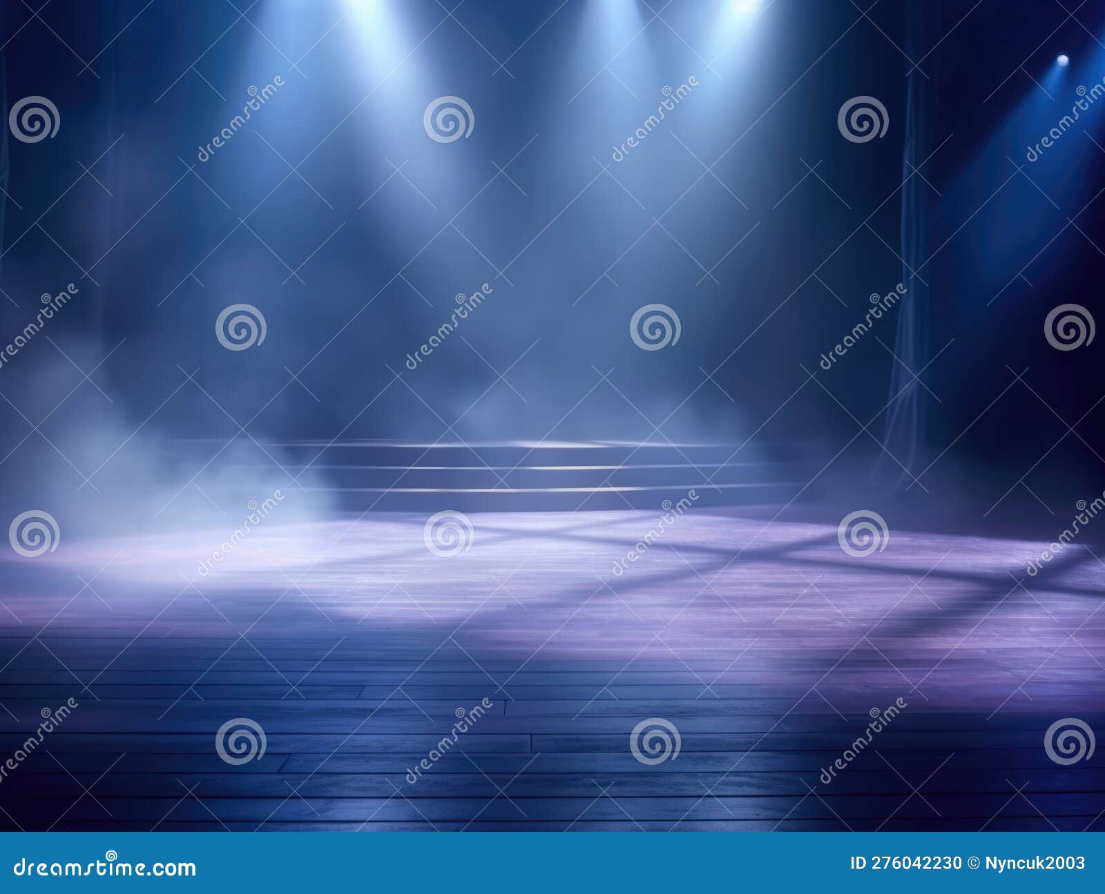 Empty Stage with a Spotlight with Fog Clouds, Photorealistic, White ...