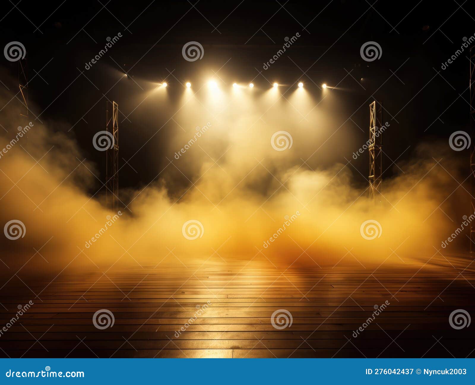 Empty Stage with a Spotlight with Fog Clouds, Photorealistic, White ...