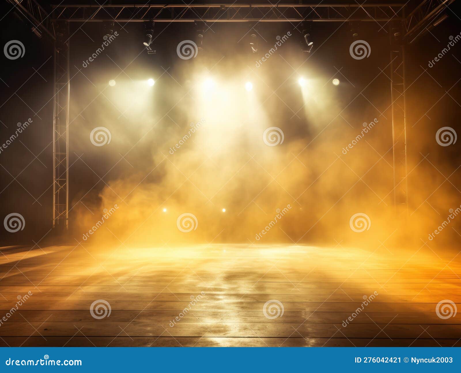 Empty Stage with a Spotlight with Fog Clouds, Photorealistic, White ...