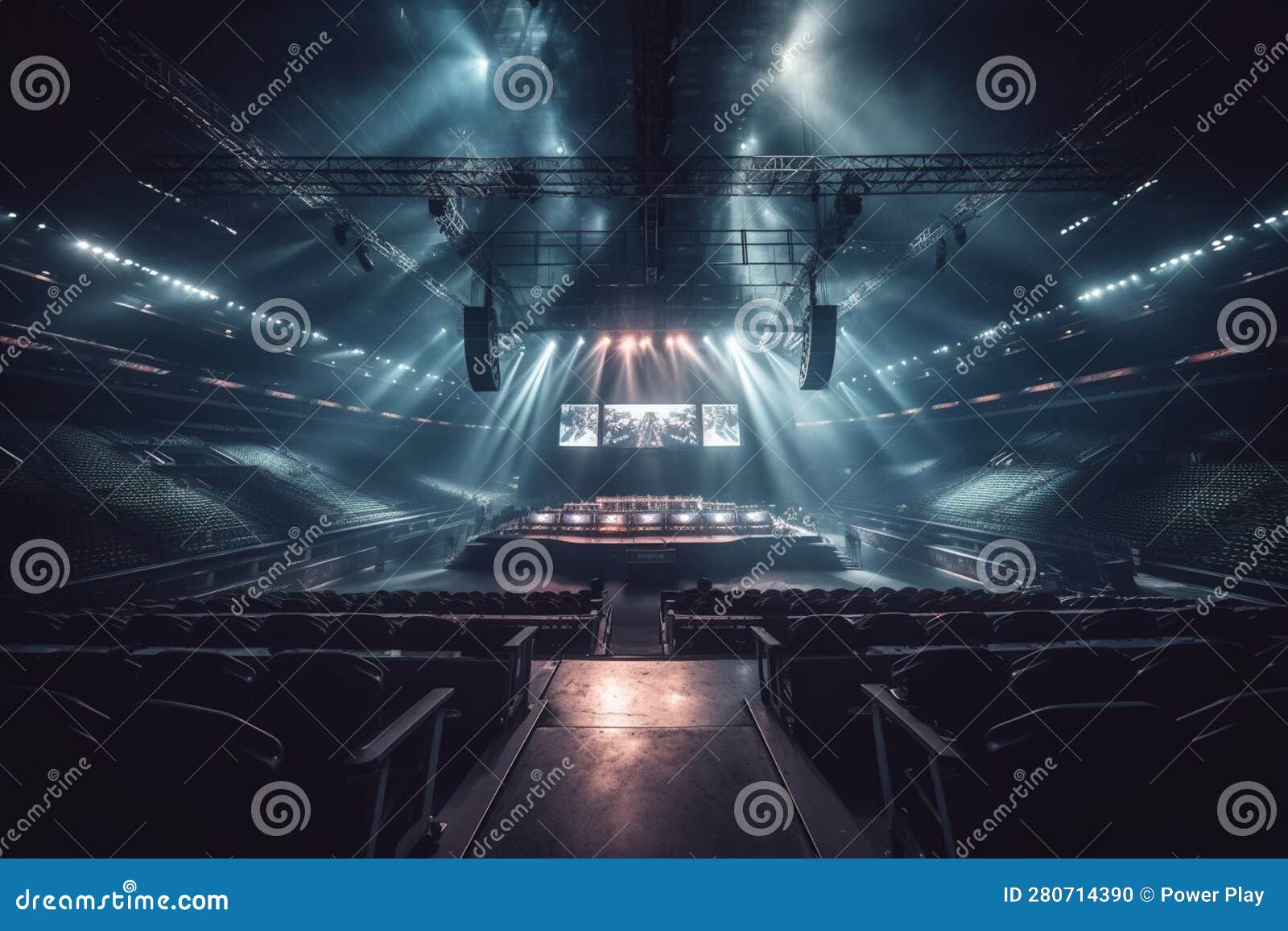 Empty Stage with Spotlight and Seats in a Concert Hall or Conference ...