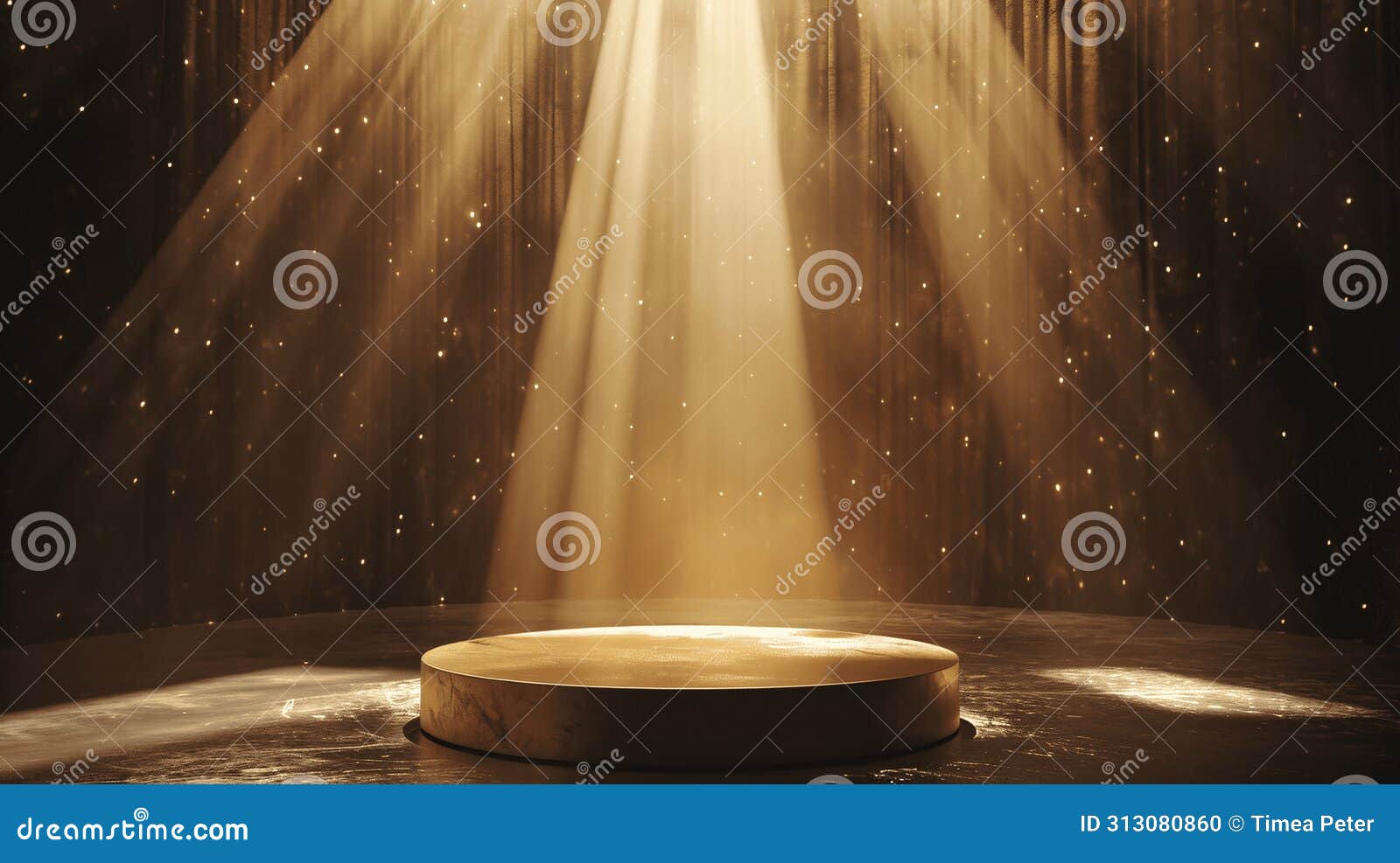 Empty Stage with a Spotlight Shining Down on a Circular Platform Stock ...