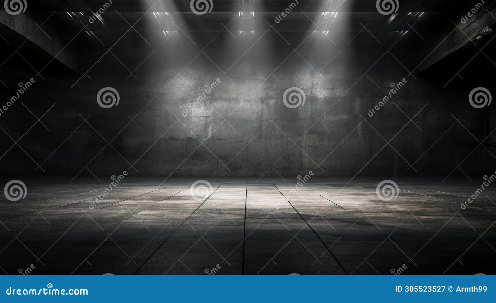 Empty Stage with Spotlights in the Dark Stock Illustration ...