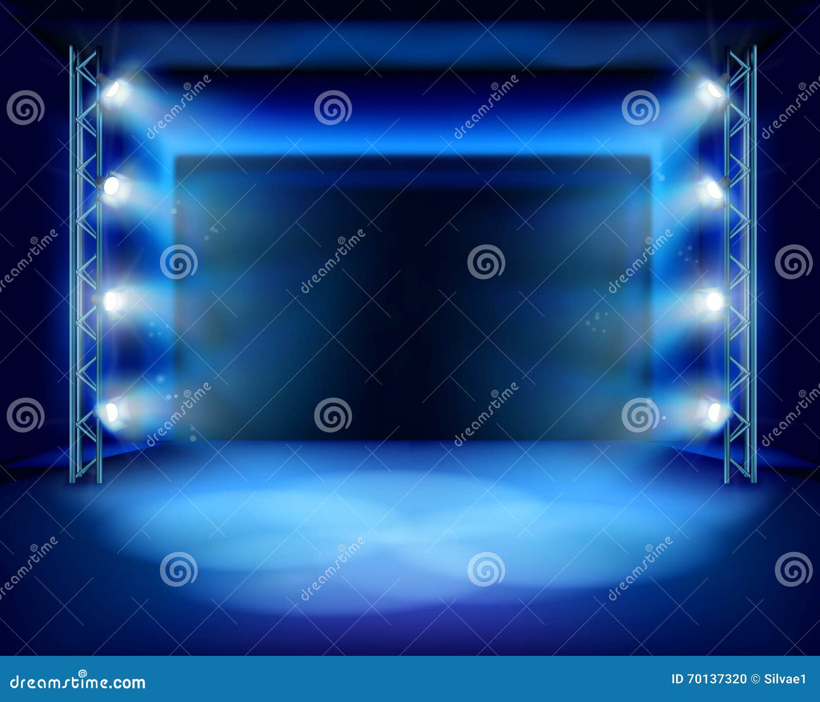 Empty Stage with Spotlights. Vector Illustration. Stock Vector ...