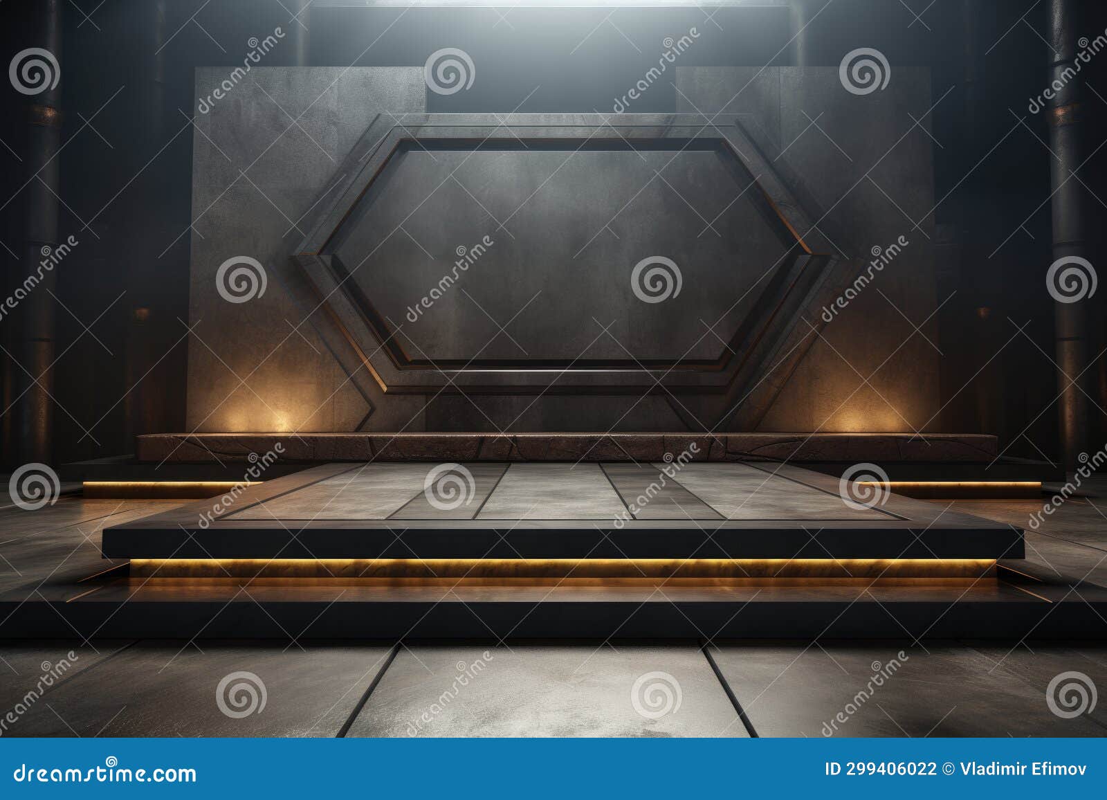 Empty Stage with Steps Leading To Window Stock Photo - Image of hall ...