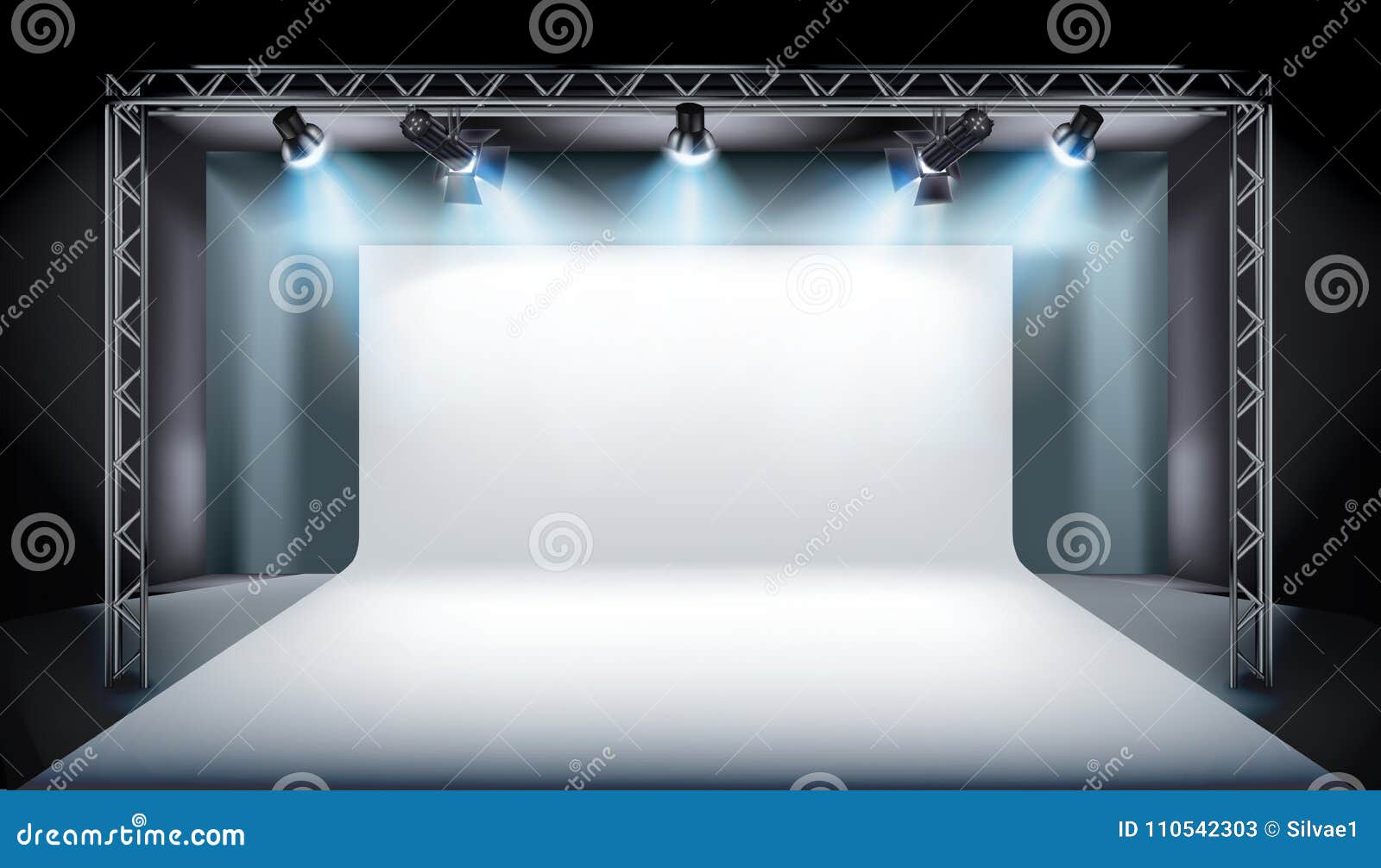 Empty Stage in Television Studio. Vector Illustration. Stock Vector ...