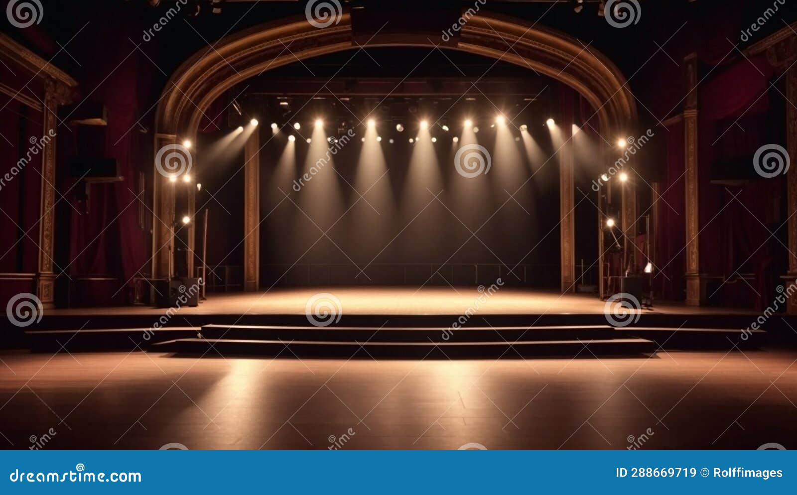 Empty stage of the theater stock image. Image of actress - 288669719