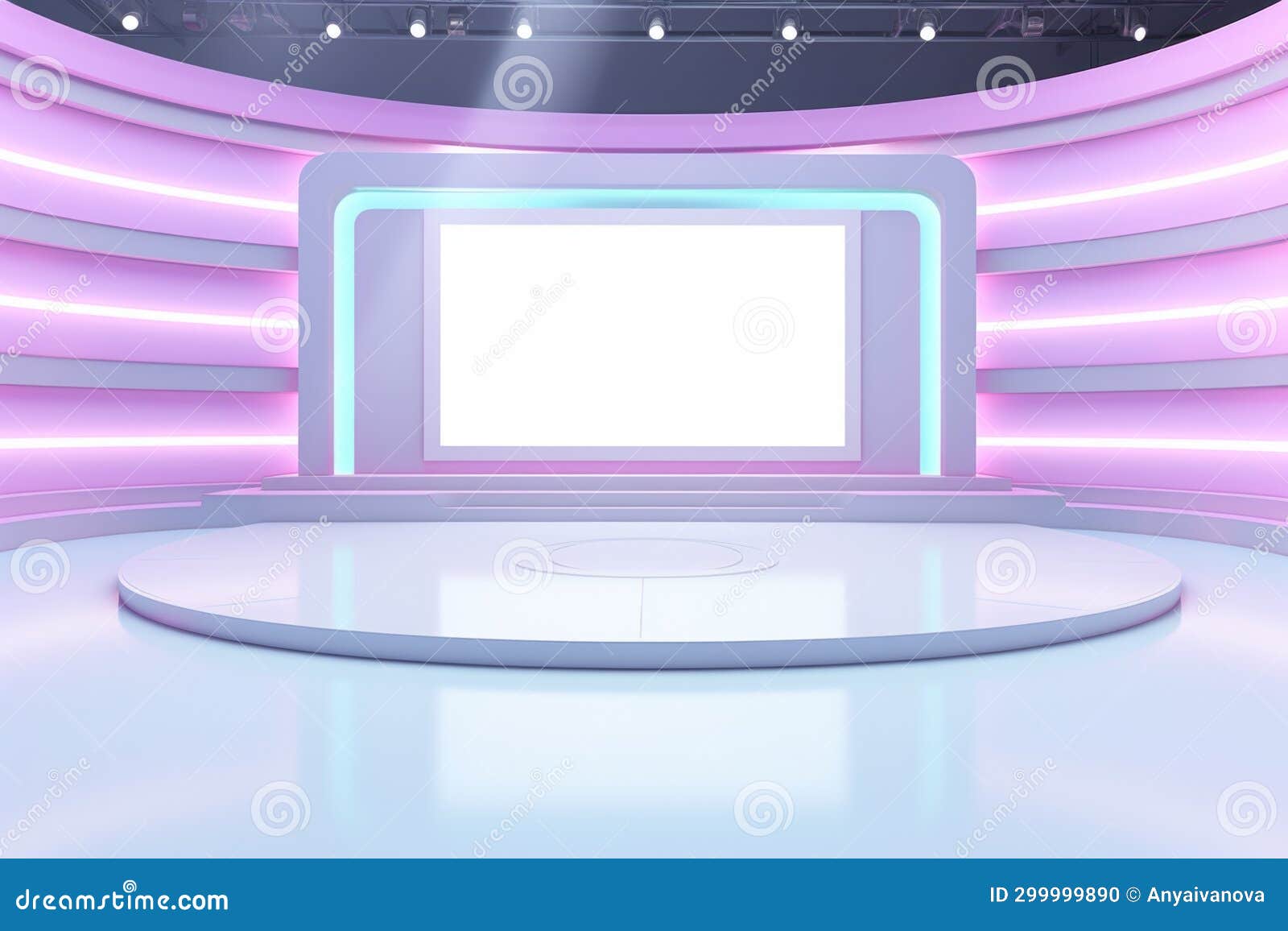 An Empty Stage with a Tv Screen in the Middle of it Stock Illustration ...