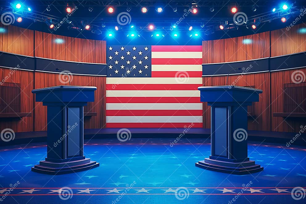 An Empty Stage for the US Election Debate. American Debate Scene Stock ...