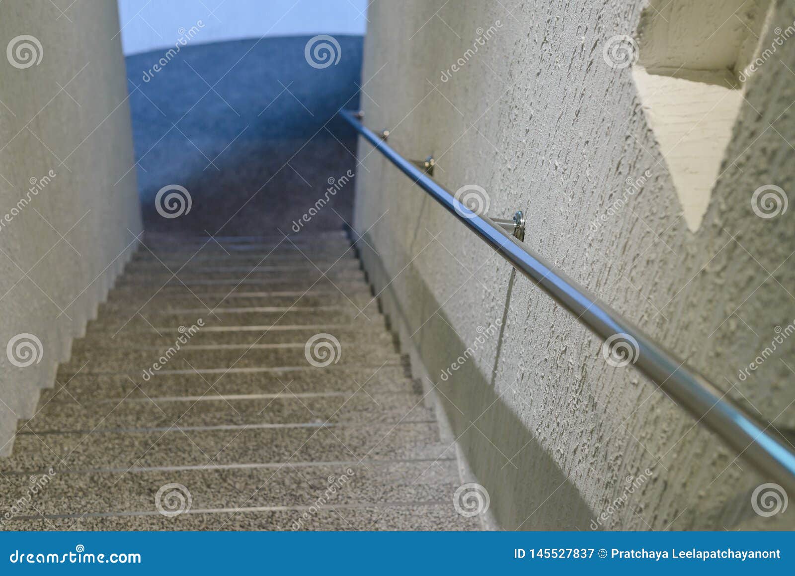 Empty Stair with Steel Railing - Indoor Modern Architecture Stock Image ...