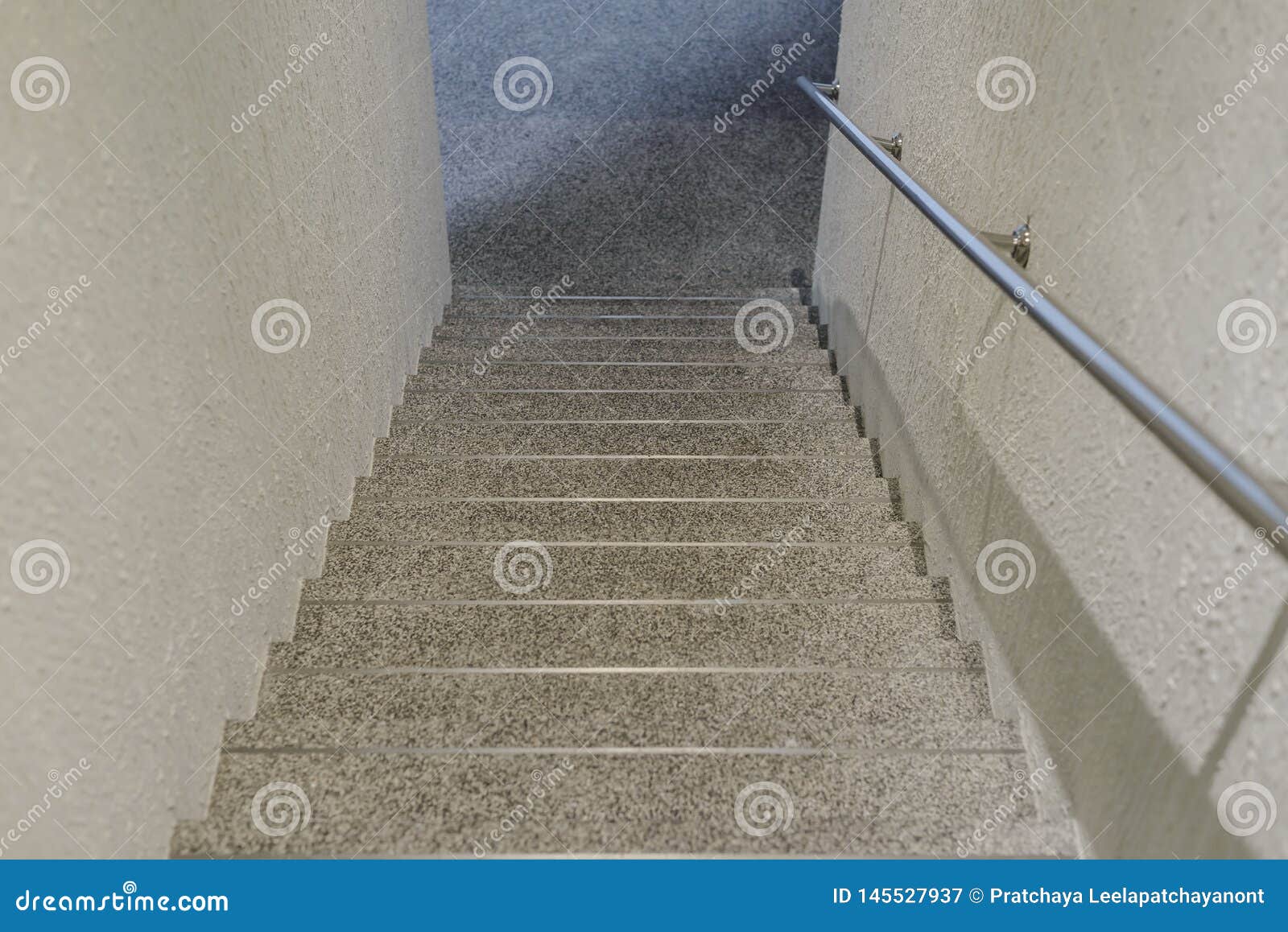 Empty Stair with Steel Railing - Indoor Modern Architecture Stock Image ...