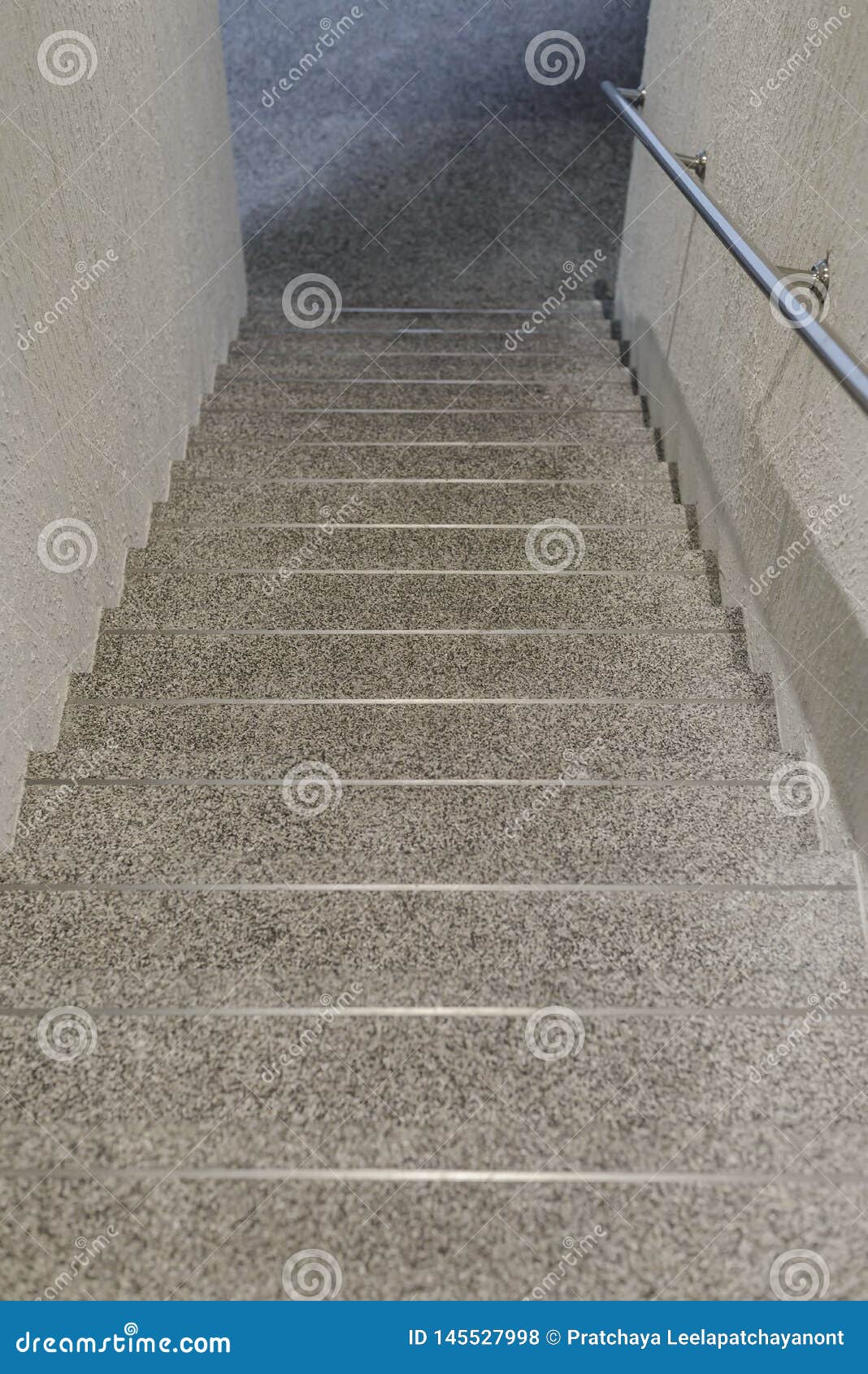 Empty Stair with Steel Railing - Indoor Modern Architecture Stock Photo ...